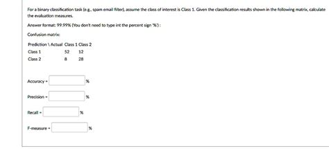 For A Binary Classification Task E G Spam Email Filter Assume The