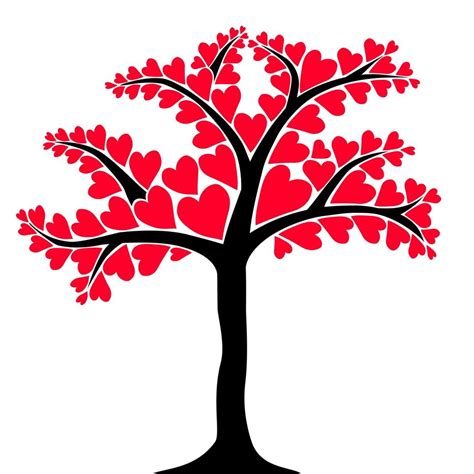 Beautiful Tree With Red Hearts As A Leaves Vector Art At Vecteezy