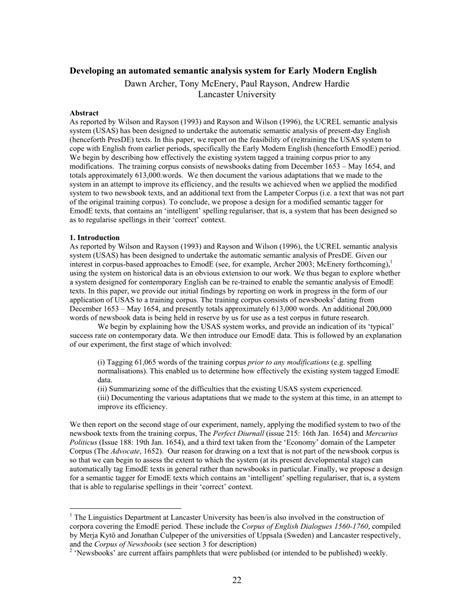 PDF Developing An Automated Semantic Analysis System For Early Modern