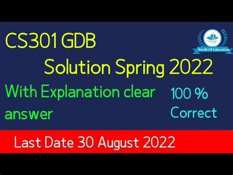 Cs301 Gdb Solution Spring 2022 Cs301 Gdb Solution 2022 Cs301 Gdb