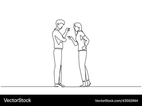 Continuous One Line Drawing Angry Aggressive Vector Image