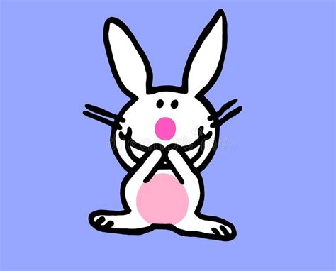 White Bunny Illustration Bluish Purple Color Background Stock