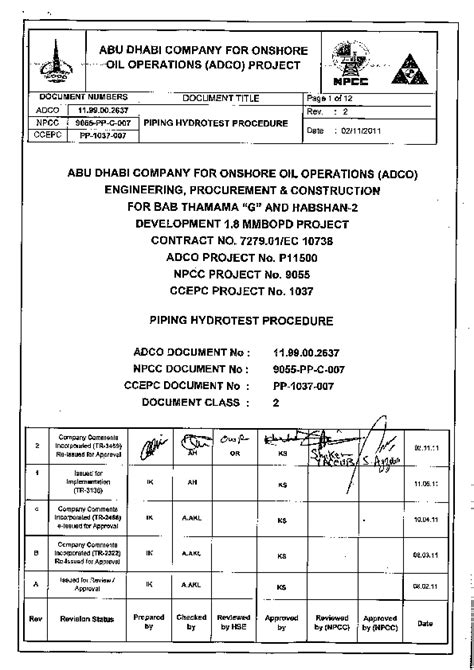 Pdf Piping Hydrotest Procedure