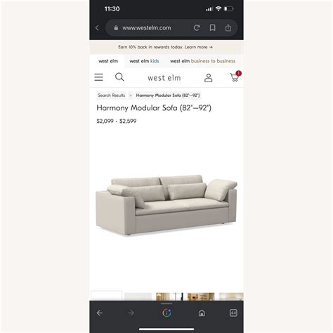 West Elm Harmony Modular 92 Sofacouch Aptdeco