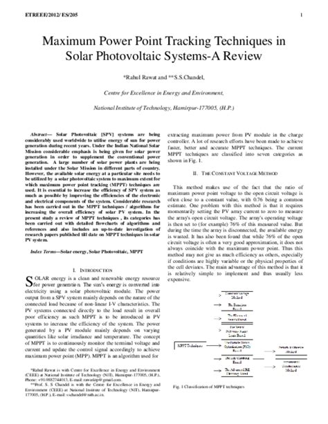 pdf maximum power point tracking techniques in solar photovoltaic systems a review
