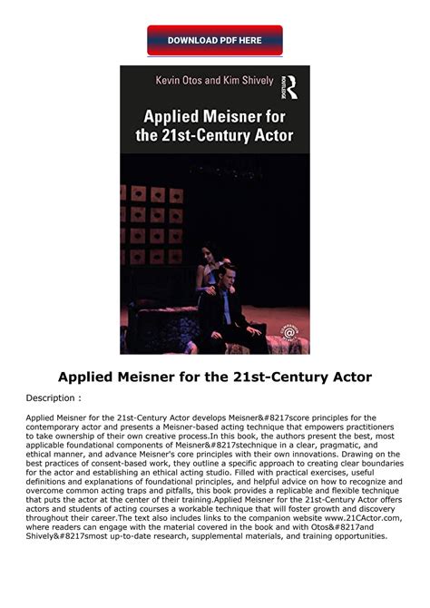 Pdf Kindle Download Applied Meisner For The 21st Century Actor By Erinbakersa Issuu