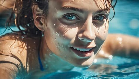 Portrait Of A Pretty Girl In The Pool Wet Portrait Wet Gir In The Pool