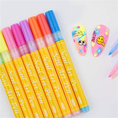 네일 아크릴 아트펜 8세트 5 네온 형광 드로잉 그래피티 라인 손그림 낙서 스케치