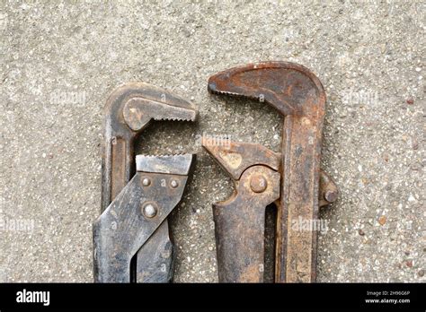 Old Vintage Rusty Pipe Wrench Stock Photo Alamy
