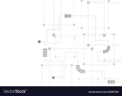 Grey Abstract Tech Circuit Board Drawing Vector Image
