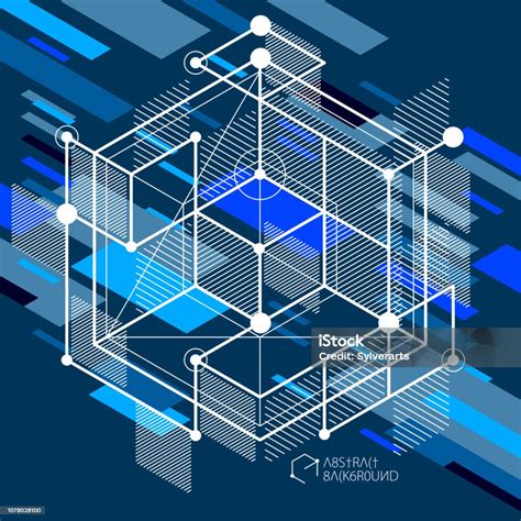 현대 추상 입방 격자 라인 블루 검은색의 벡터입니다 큐브 육각형 사각형 사각형 및 다른 추상 요소 레이아웃 추상적인 기술 3d