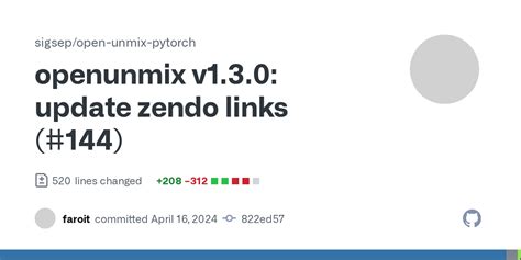 Openunmix V130 Update Zendo Links 144 · Sigsepopen Unmix Pytorch