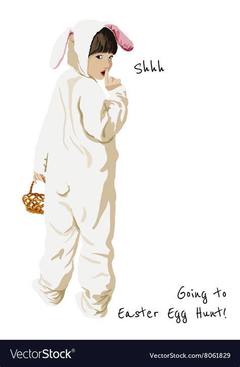 Happy Easter Holiday Greeting Card Bunny Egg Hunt Vector By Xanaukr