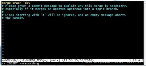 【git】合并分支出现 please enter a commit message to explain why this merge is