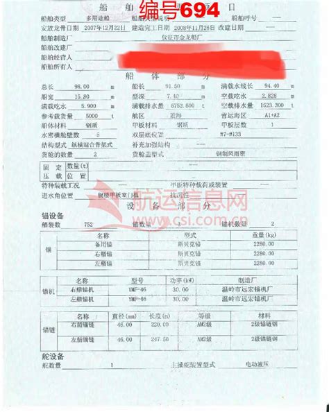 出售编号694 08年5000吨多用途船 出售载重吨0 00吨多用途船 船舶买卖频道 航运信息网