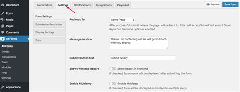 Form Settings Weforms Pro Form Settings Weforms Pro