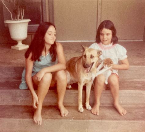 Vintage 1970s Photo Two Cute Young Girls Barefoot Sitting On Steps With
