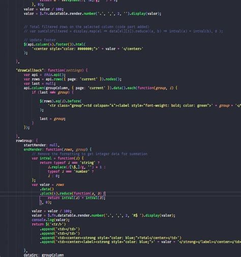 Rowgroup When Adding A Column Does Not Consider The Negative Numbers — Datatables Forums