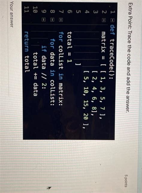 Solved Extra Point Trace The Code And Add The Answer 5 Chegg Com