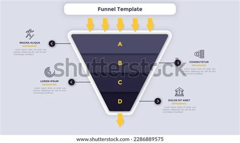 Funnel Template Demonstrating Stages Business Activity Stock Vector