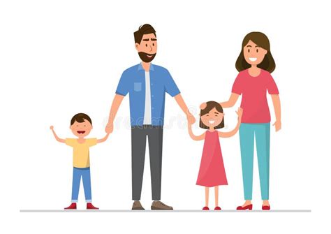 Gl Ckliche Familie Vater Mutter Baby Sohn Und Tochter Stock Abbildung Illustration Von