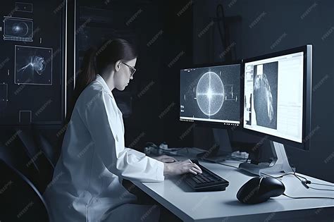 Premium Ai Image Mri Scan Of Head And Brain The Doctor Looks Photo Brain On The Monitor