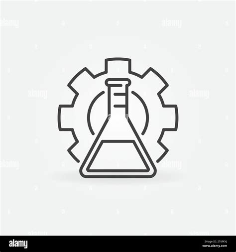 Flask Inside Gear Vector Science Lab Concept Icon Or Symbol In Thin Line Style Stock Vector