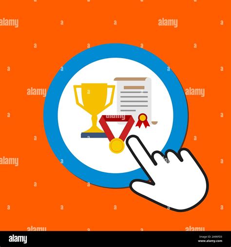trophy cup medal certificate icon award prize concept hand mouse