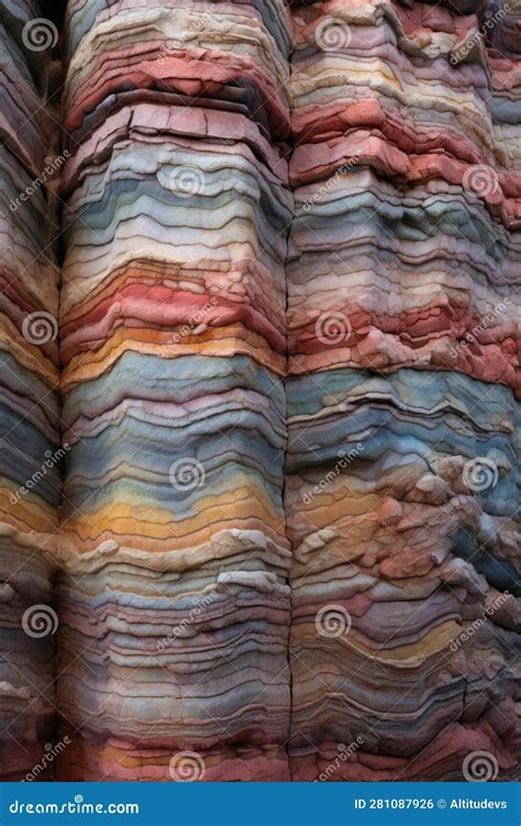 Layers Of Colorful Sedimentary Rock Formations Royalty Free Stock Image