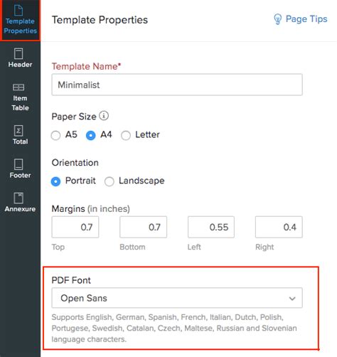 Change PDF Font Knowledge Base Zoho Inventory