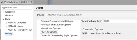Msp432p401r How To Execute The Factory Reset With Msp Fet And Ccsv62 Msp Low Power