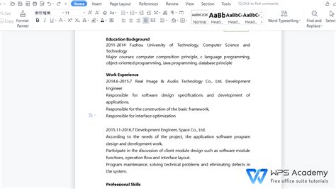 How To Format A Resume In Word WPS Office Academy
