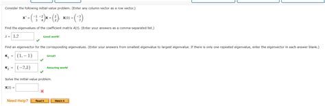 Solved Consider The Following Initial Value Problem Enter Chegg Com