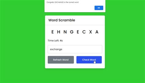 Word Scramble Game In Javascript With Source Code Sourcecodester