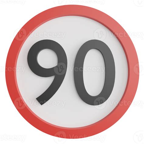 90 Maximum Speed Limit Sign Clipart Flat Design Icon Isolated On
