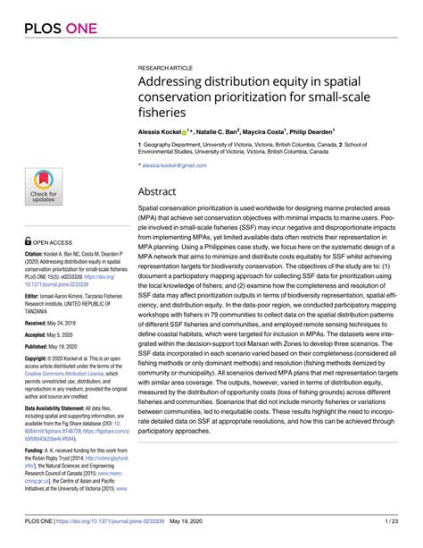 Pdf Addressing Distribution Equity In Spatial Conservation