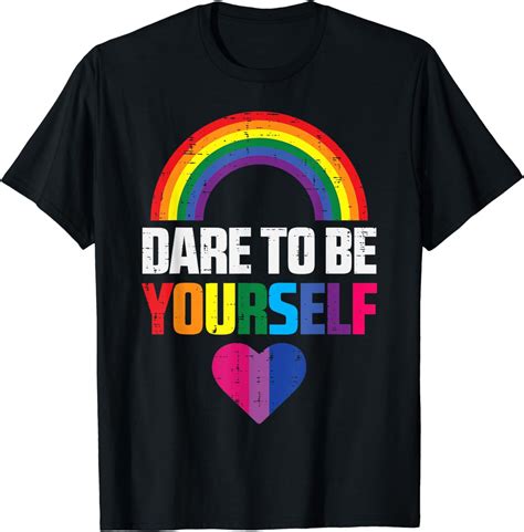 Dare To Be Yourself Bisexual Heart Cute Bi Pride Flag Lgbtq T Shirt