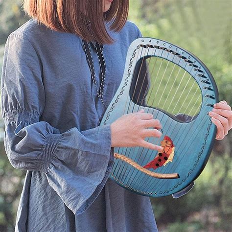 HG Lyre Harp 16 String Harp Heptachord Solid Wood Grandado