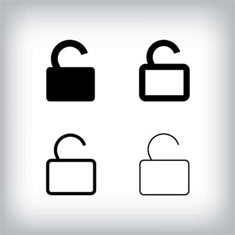 Premium Vector Simple Open Lock Icon Set Different Thicknesses And Padlock Designs