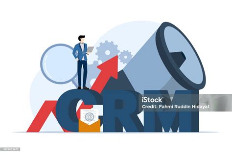 Crm의 개념 고객 관계 관리 고객과의 작업에 대한 데이터 구성 기업 전략 계획 비즈니스 데이터 분석 흰색 배경에 평면 벡터 그림 가상현실에 대한 스톡 벡터 아트 및 기타