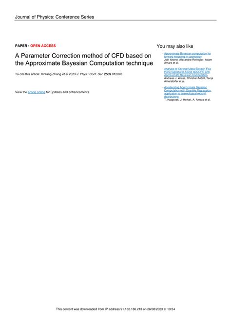 pdf a parameter correction method of cfd based on the approximate