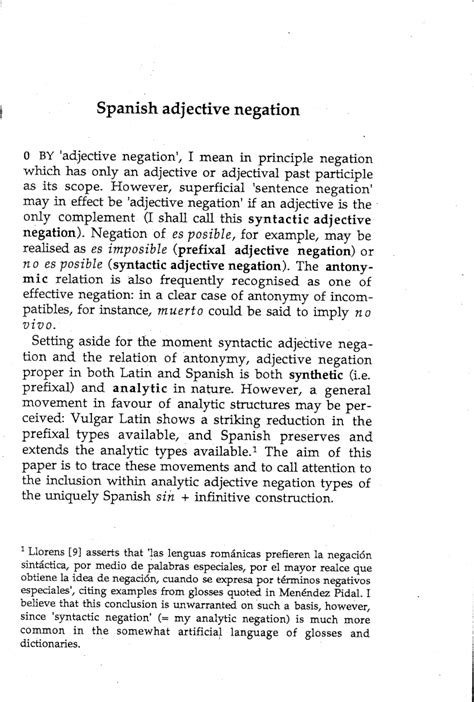 Pdf Spanish Adjective Negation
