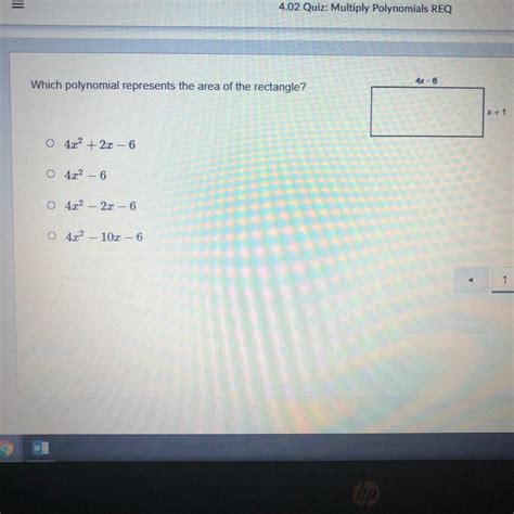 Area Of Rectangle With Polynomials