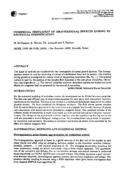 Pdf Numerical Simulation Of Gravitational Effects During Directional Solidification