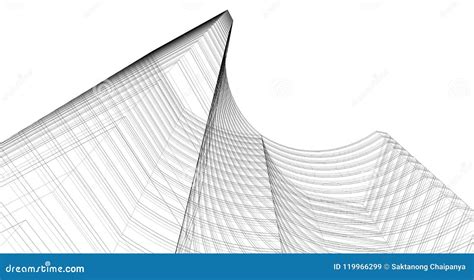 Abstract 3d Building Wireframe Structure Illustration Construct Stock Illustration