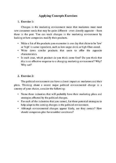 Applying Concepts Exercises Chapter 2 Applying Concepts Exercises