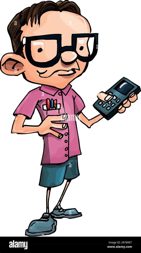 Cartoon Nerd With Glasses Isolated On White Stock Vector Image And Art Alamy