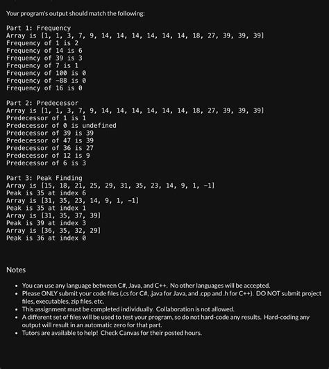 Solved Answer In Java Please Part 3 Peak Finding 15 Pt