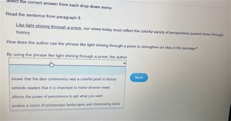 solved select the correct answer from each drop down menu read the