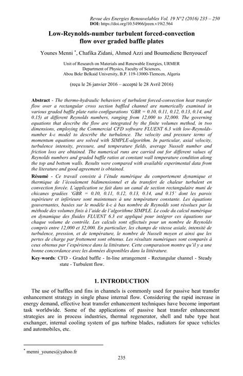 Pdf Low Reynolds Number Turbulent Forced Convection Flow Over Graded